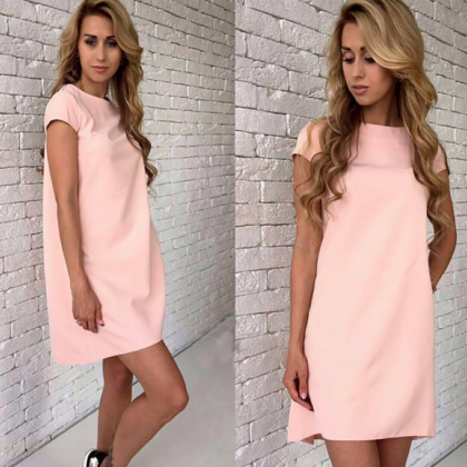 Fashion Short-sleeved Round Neck Loose Dress on Luulla
