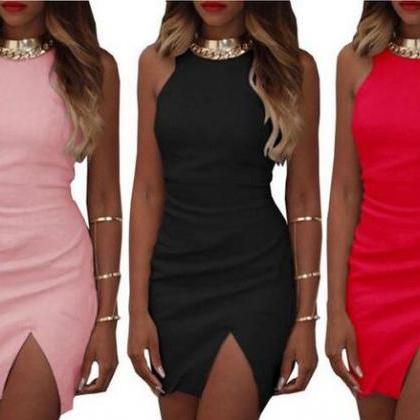 Split Bodycon Sleeveless Dress on Luulla