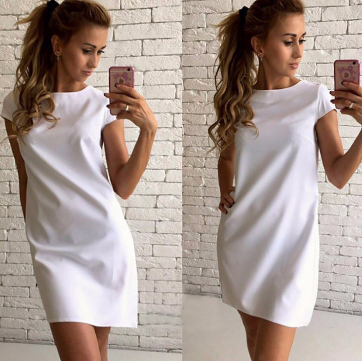 Fashion Short-sleeved Round Neck Loose Dress on Luulla