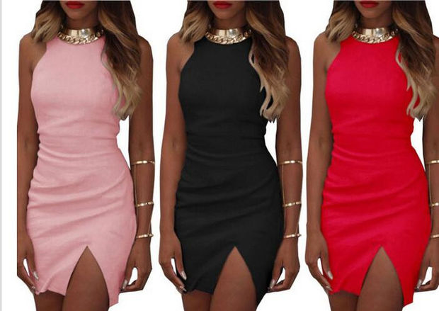 Split Bodycon Sleeveless Dress on Luulla