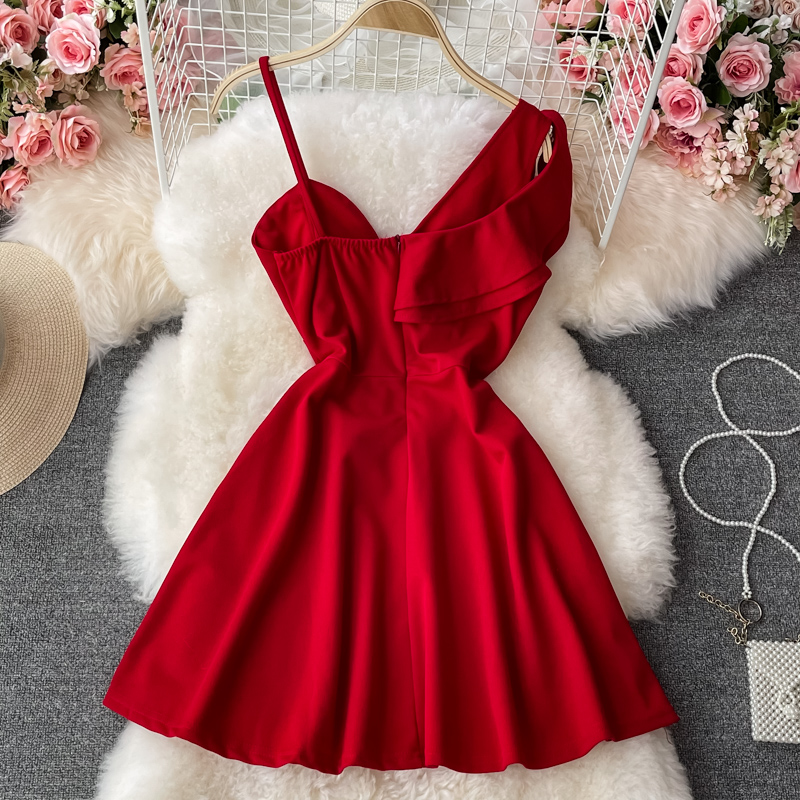Sexy One Shoulder Red Pompous Party Dress on Luulla