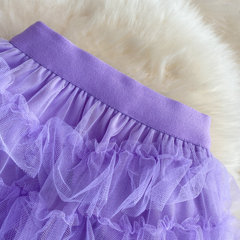 Versatile Long Midi Skirt Elastic Waist Layer Cake Skirt on Luulla