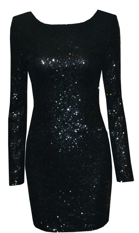 Sexy Long-sleeved Sequined Package Hip Dress Fg51917jh on Luulla