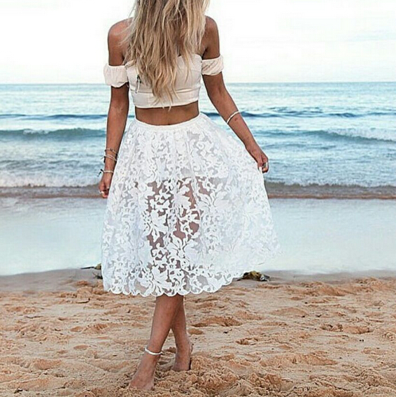 Sweet White Mesh Two-piece Dress Fg52513jh on Luulla