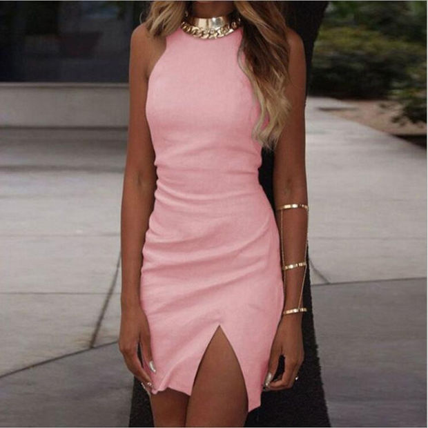 Split Bodycon Sleeveless Dress on Luulla