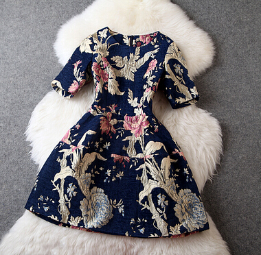 Retro Round Neck Dress Vg121601nm on Luulla