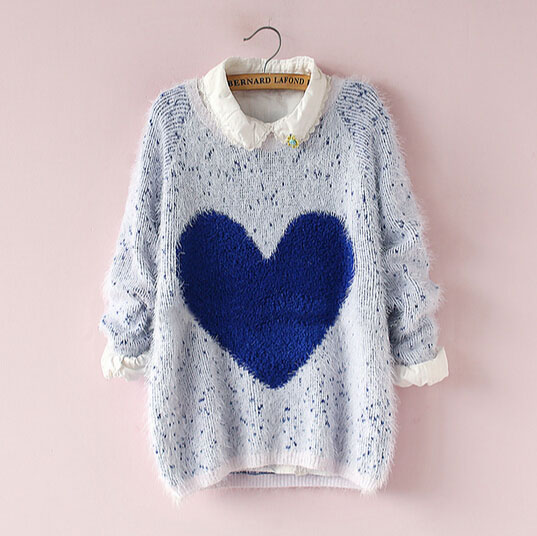 Heart-shaped Round Neck Knit Sweater Vg123006nm on Luulla